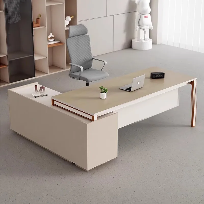 Modern boss Ceo Office Desk Executive Desk with Cabinet Melamine Office ...