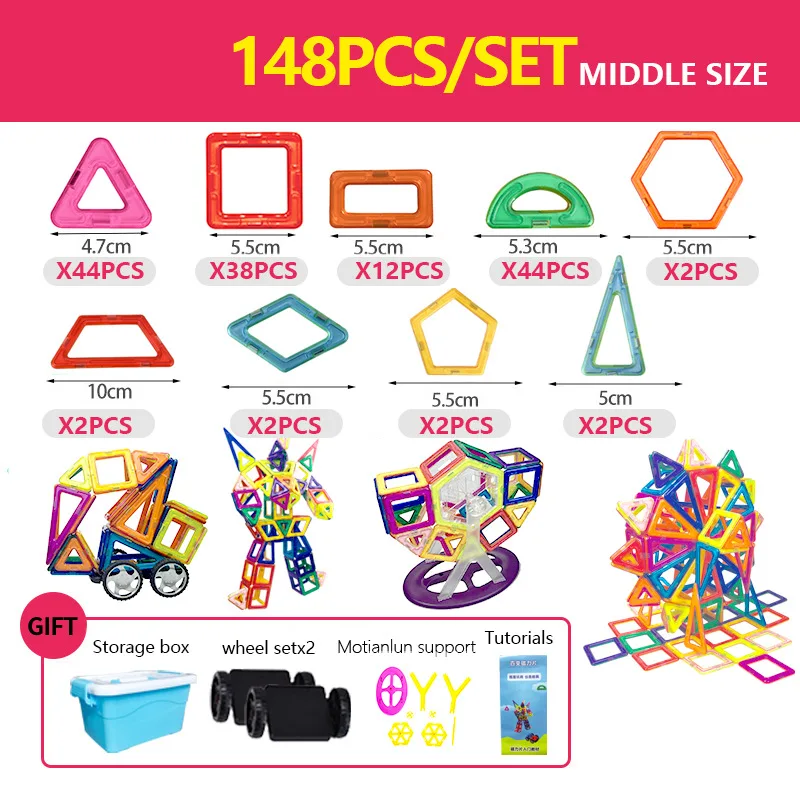 148 Pcs Magnet Baby Safety Blocks Building Set Magnetic Tiles Stem ...