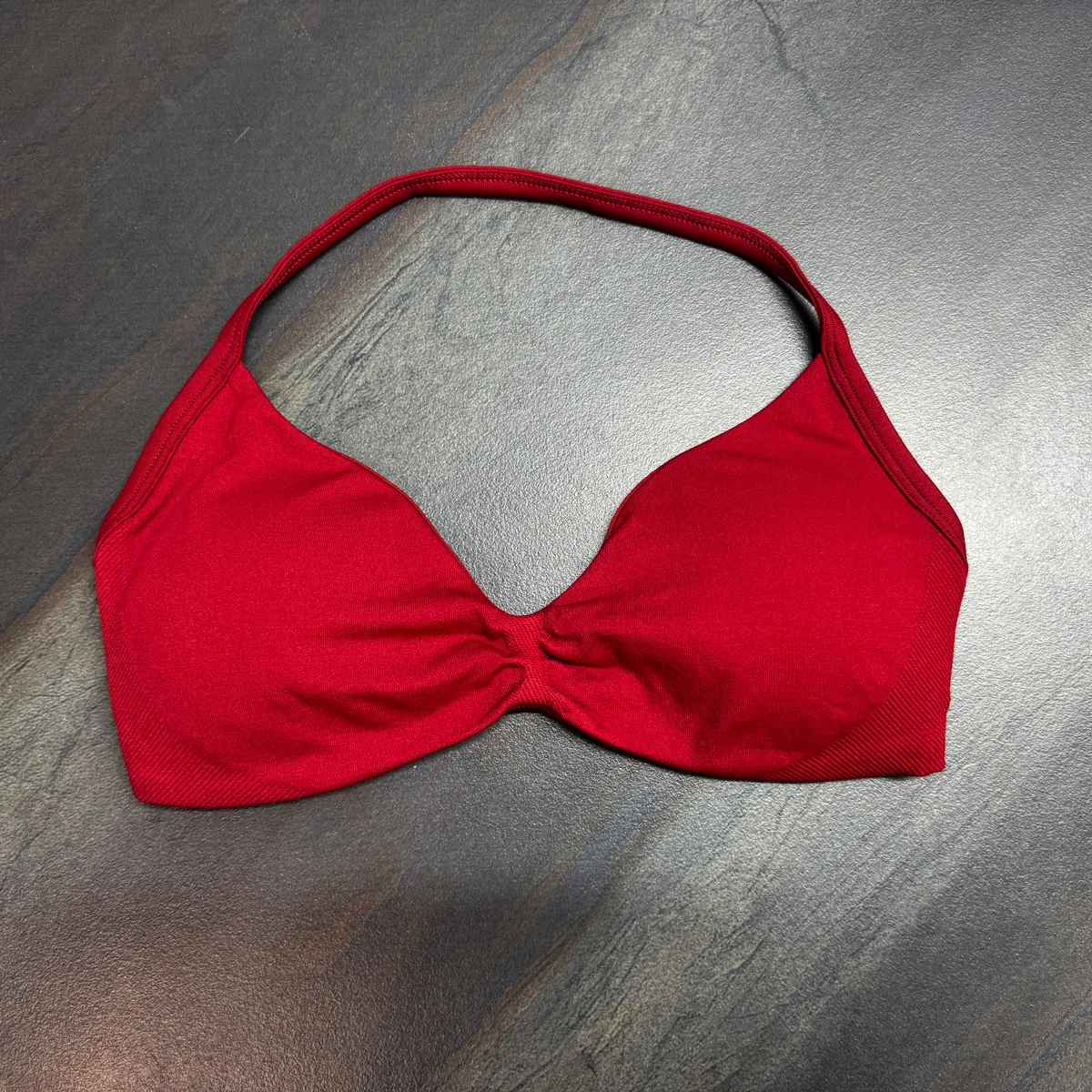 Halter Neck Backless Workout Front Scrunch Strappy Gym Training ...