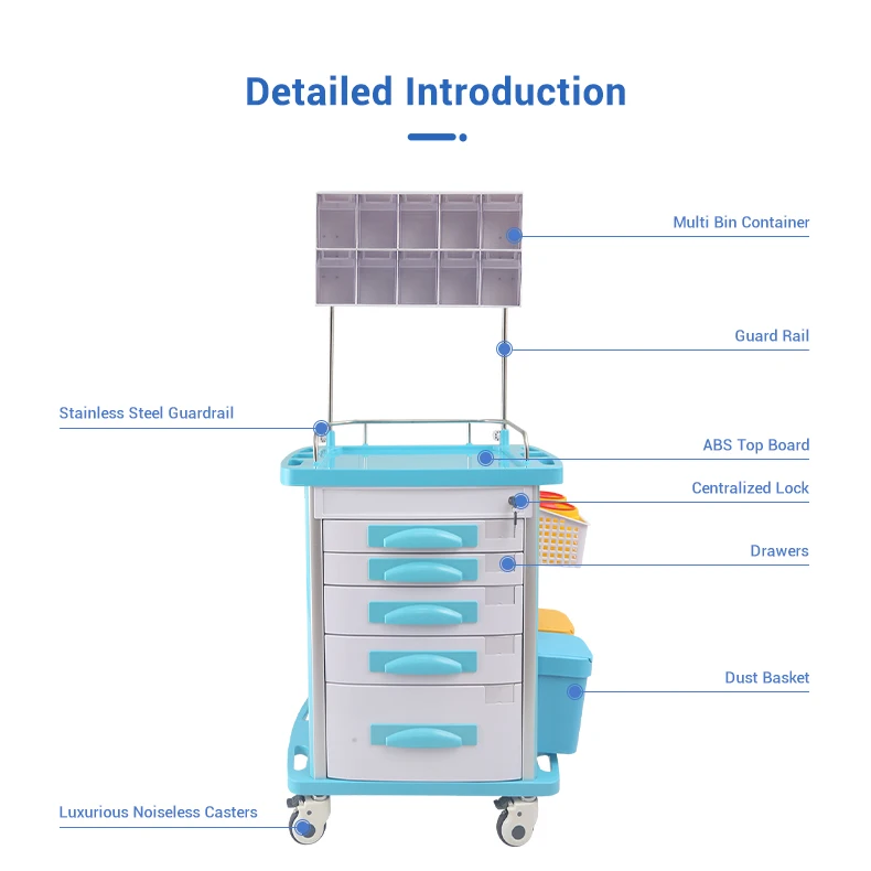 Cheap Hospital Abs Plastic Anesthesia Trolley Medical Emergency Crash ...