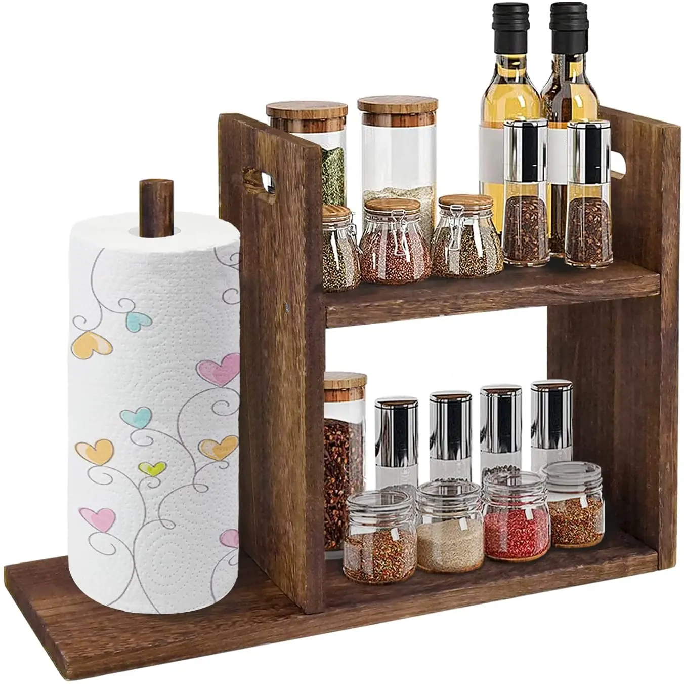 2 Tier Kitchen Countertop Organizer With Paper Rack Spice Rack For ...