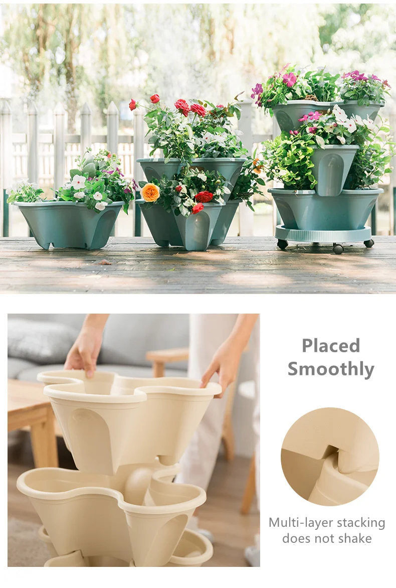 Stackable Plastic Strawberry Growing Tower Hydroponic Net Pots Felt ...