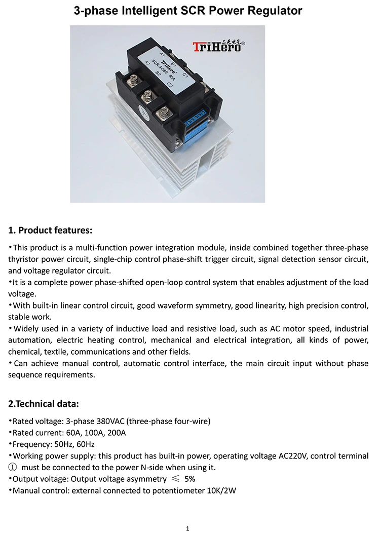 3 Phase 380V SCR Power Regulator Controller 100A