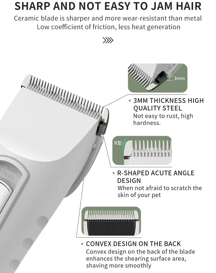 Profession Dog Clippers Low Noise Pet Shaver Rechargeable Hair Trimmer ...