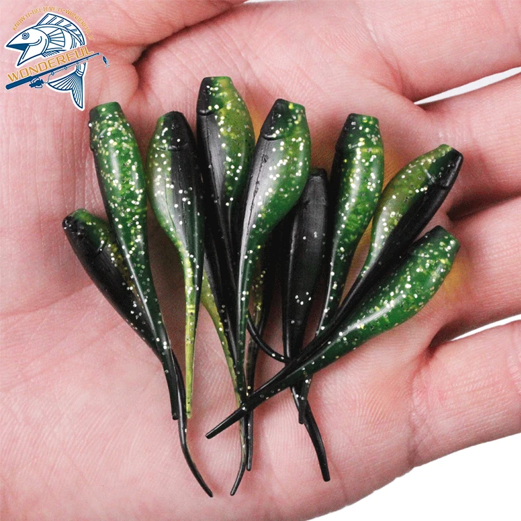New 50mm 0.7g Double Color Needle Tail Fishing Soft Lure Artificial Pvc ...