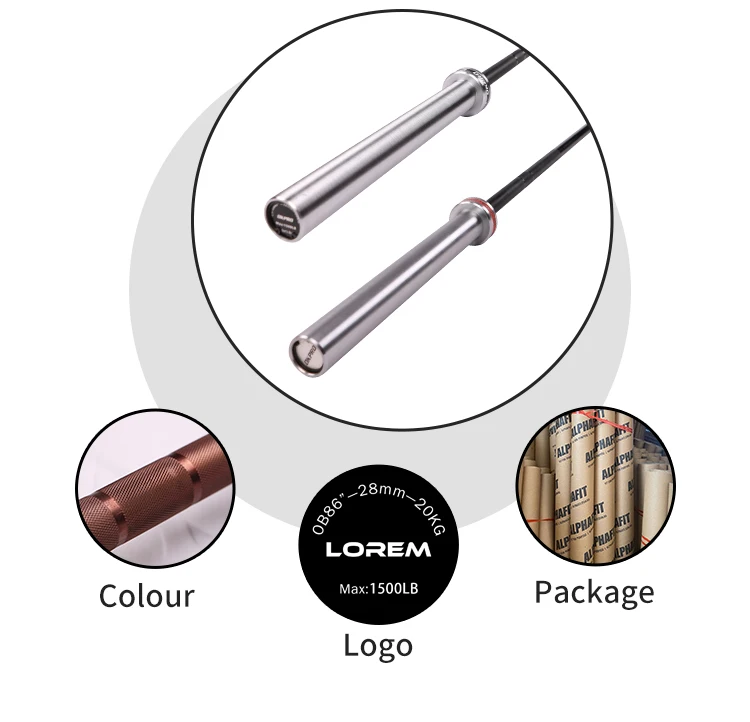 OKPRO Fitness Weightlifting Powerlifting Barbell Bar - Customizable