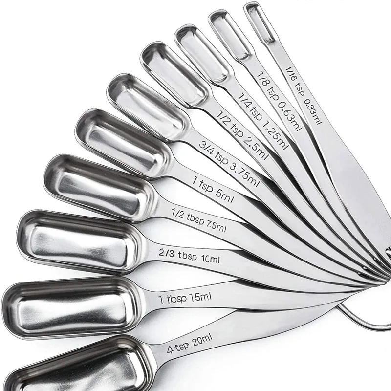 Stainless Steel Measuring Spoons 10 Piece Set Measuring Spoon Square ...