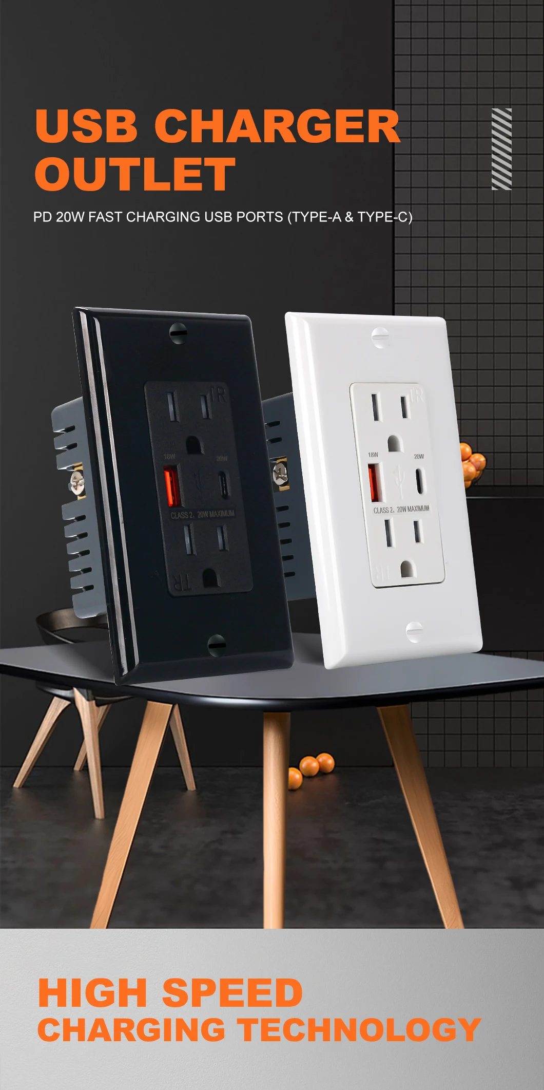 North American Standard Wall Socket with Fast Charger 15A Switch Socket ...