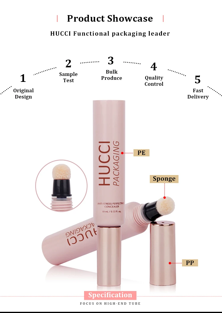 Empty 15ml Creamy Concealer Tube with Sponge Applicator