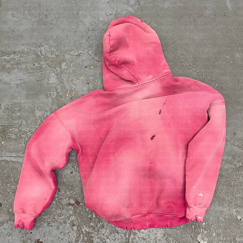 Shop Our Pink Sun Faded Hoodie - Custom Distressed Style