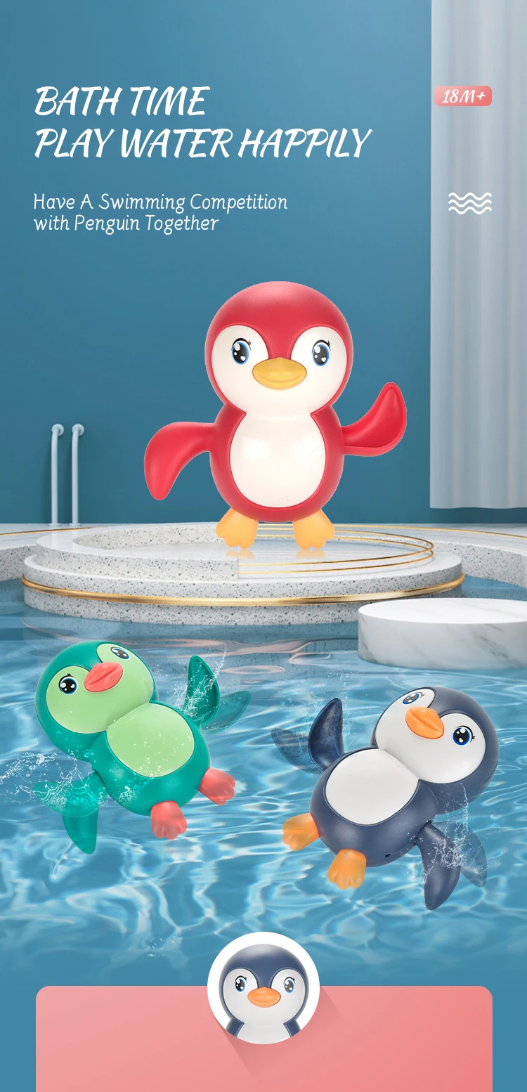 Adorable Baby Wind up Toy - Mini Cartoon Swim Penguin