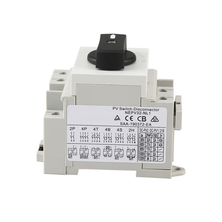 Hot Sale Dc1200v 32a Ultra-thin Handle Din-rail Type Pv Dc Isolator ...