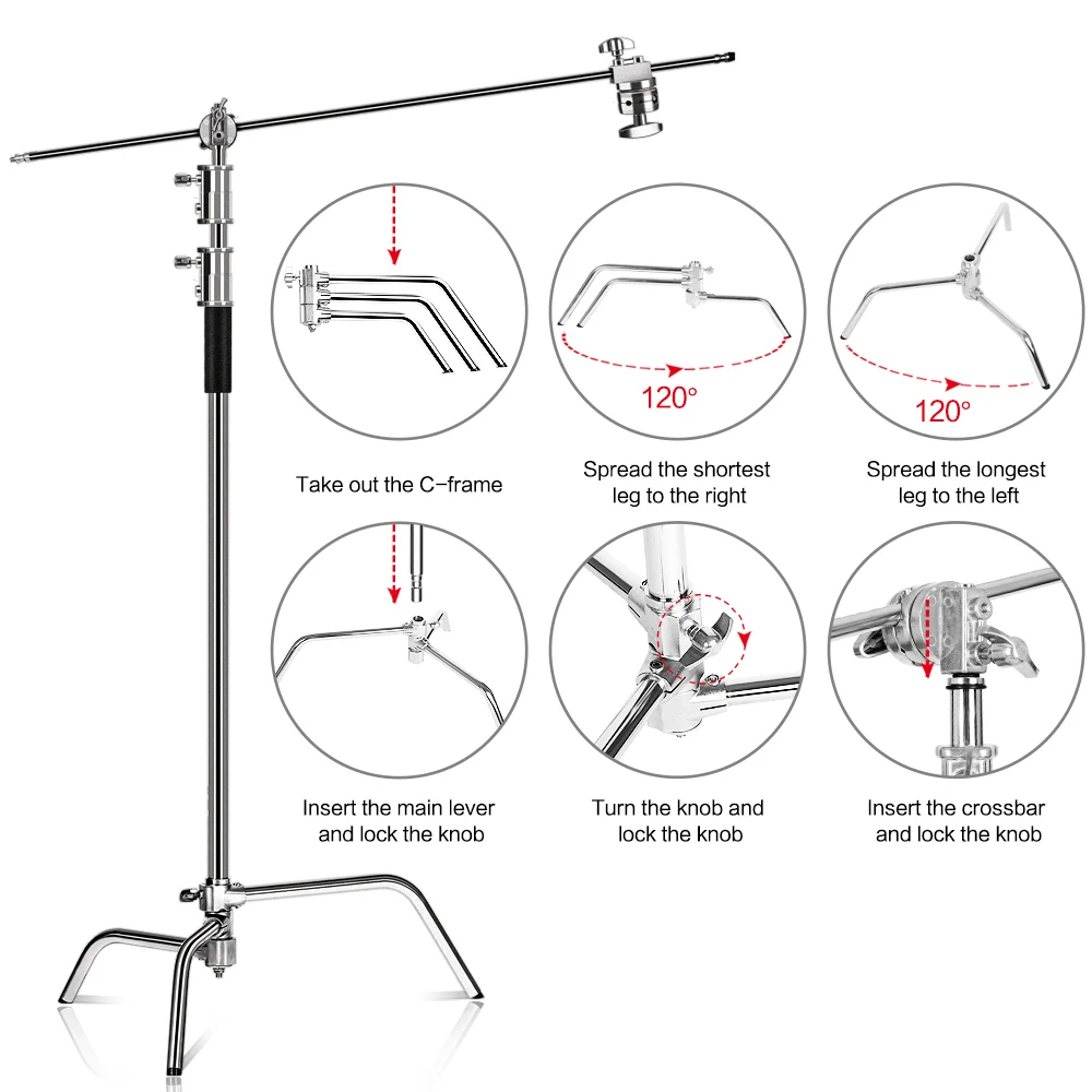 Adjustable Heavy Duty C-Stand for Photography & Video