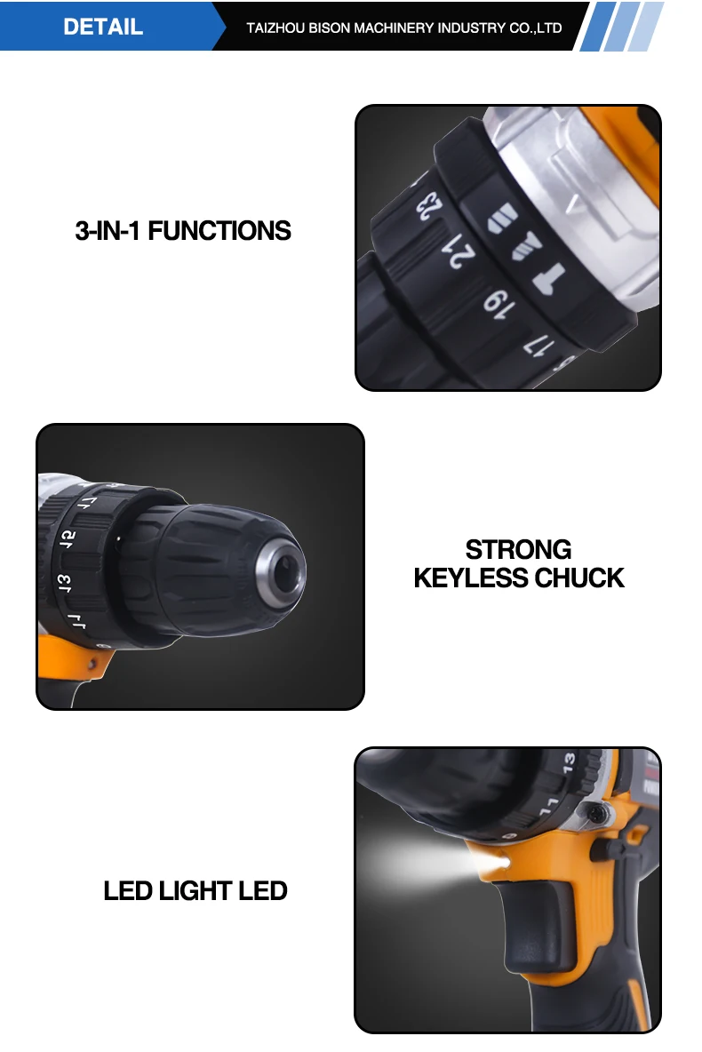 Bison Diy Multi Function Drill Kit Hand Combo Drill Cordless Tool Set ...
