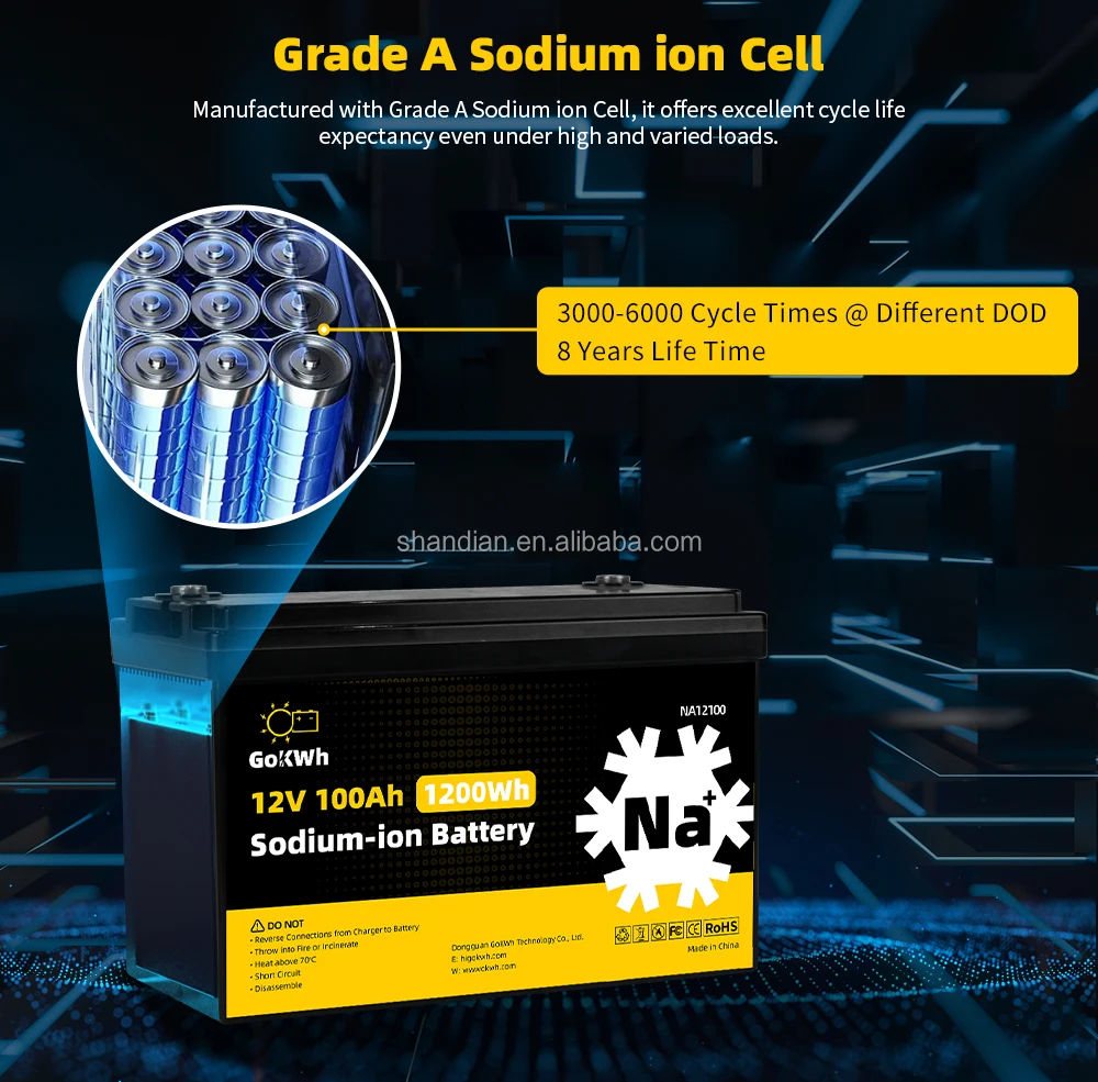 Gokwh Sodium Ion Battery 100ah 12v Na Ion Akku For Rv Boat Trolling ...