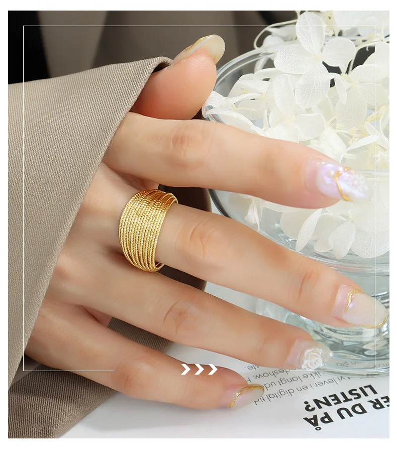 Adjustable Multi Layers Stainless Steel Smooth Open Ring Punk Chunky ...