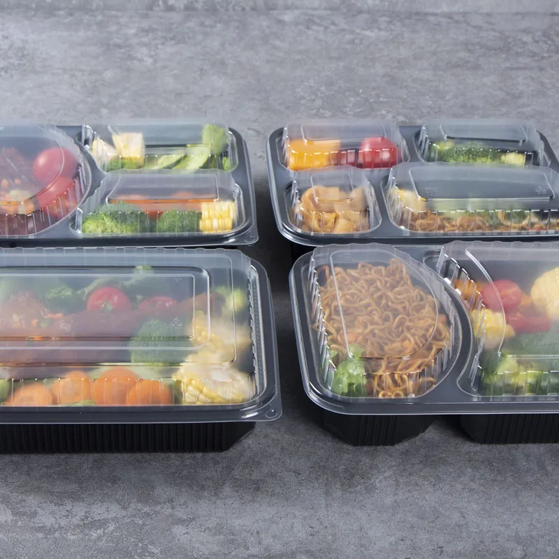 4 Compartment Disposable Microwavable Food Container With Dome Lid ...