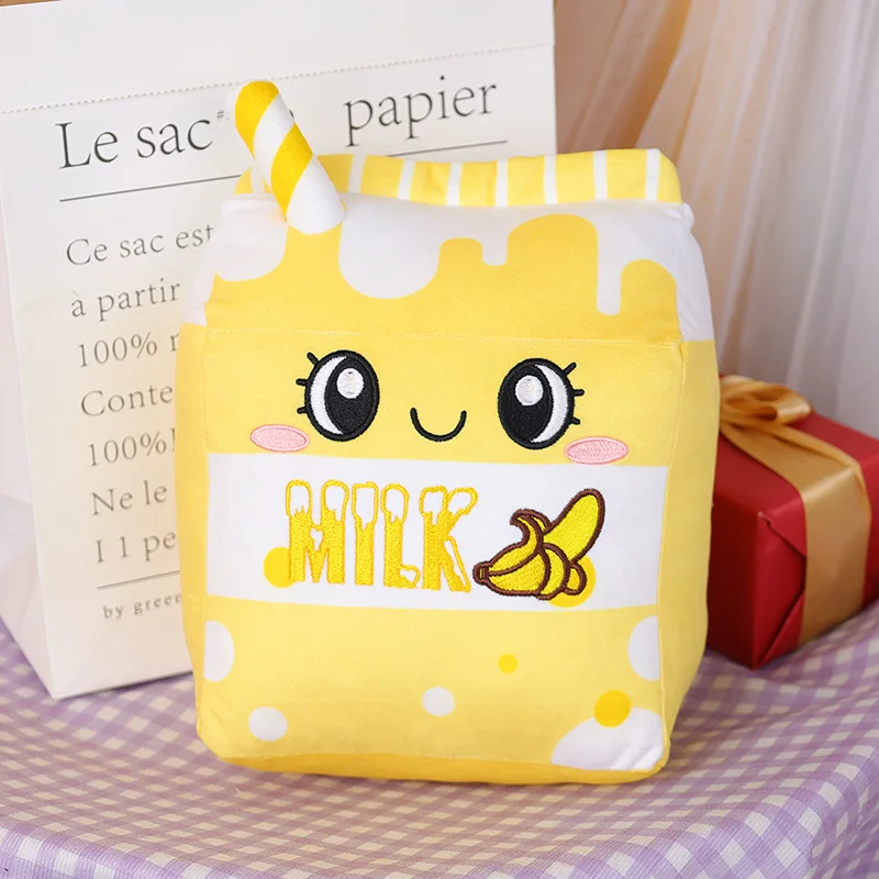 Cute Cartoon Milk Plush Toy Stuffed Fruit Milk Bottle Throw Pillow Soft ...