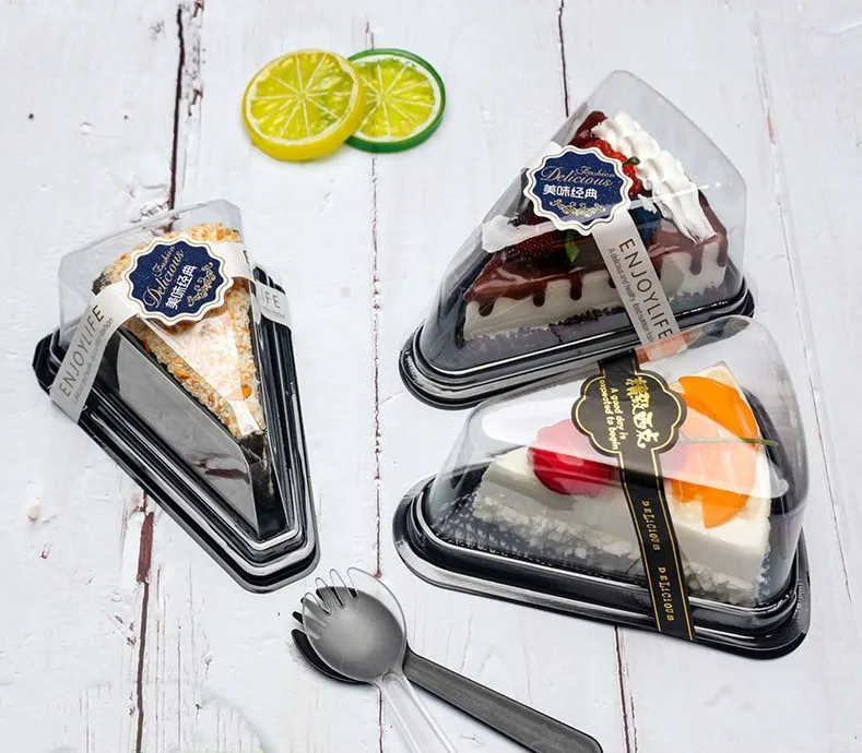 Clear Plastic Hinged Cake Slice Container - Economical & Customizable