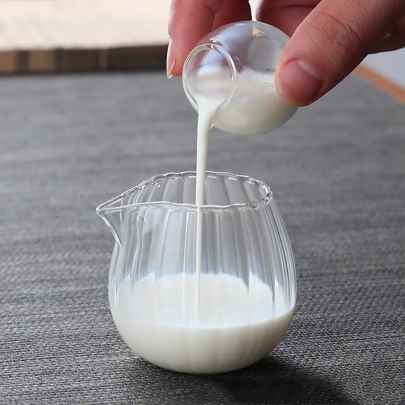 100ml Stripe Design Borosilicate Glass Milk Cup Milk Dispenser For ...