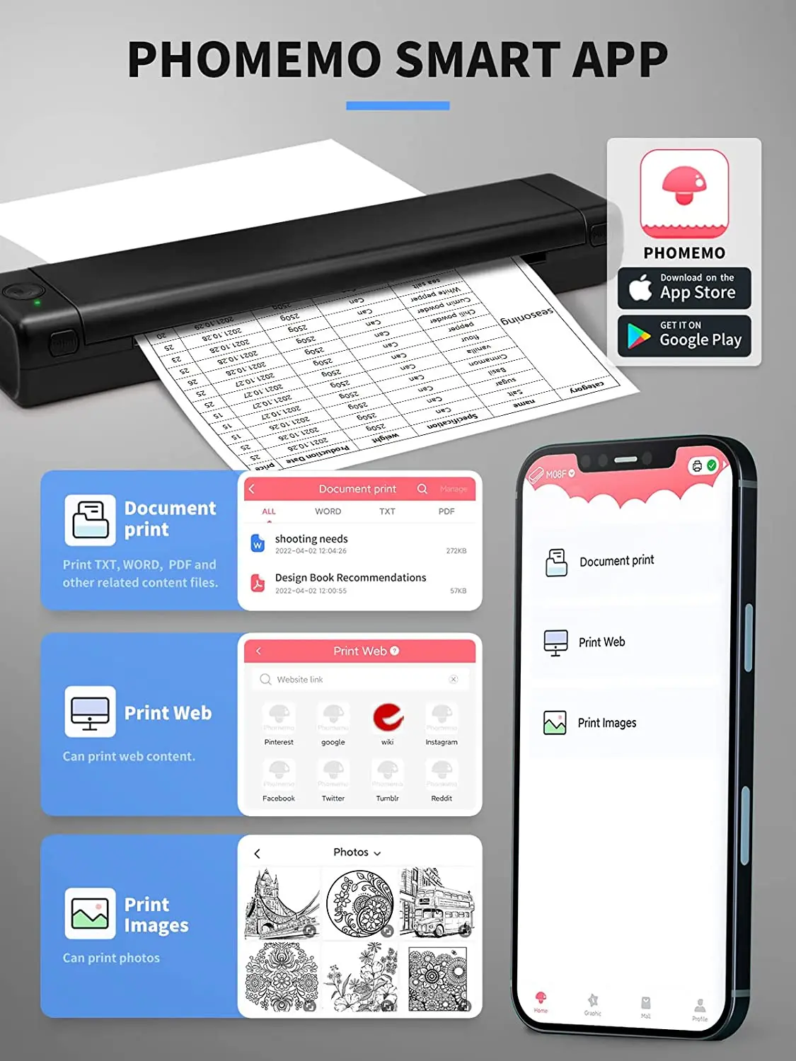 Free Shipping Phomemo New Arrival Bluetooth Printer Inkless Printer ...