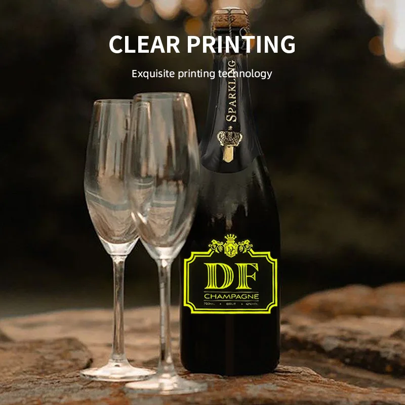 Custom Waterproof Lighting Label Wine Bottle Sticker For Champagne ...