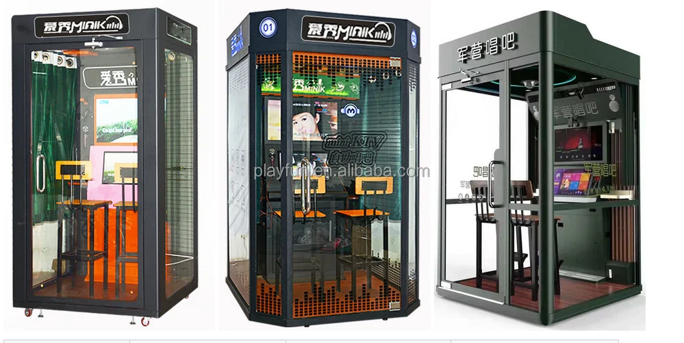 Playfun Indoor Outdoor Coin Operated Karaoke Booth for Sale