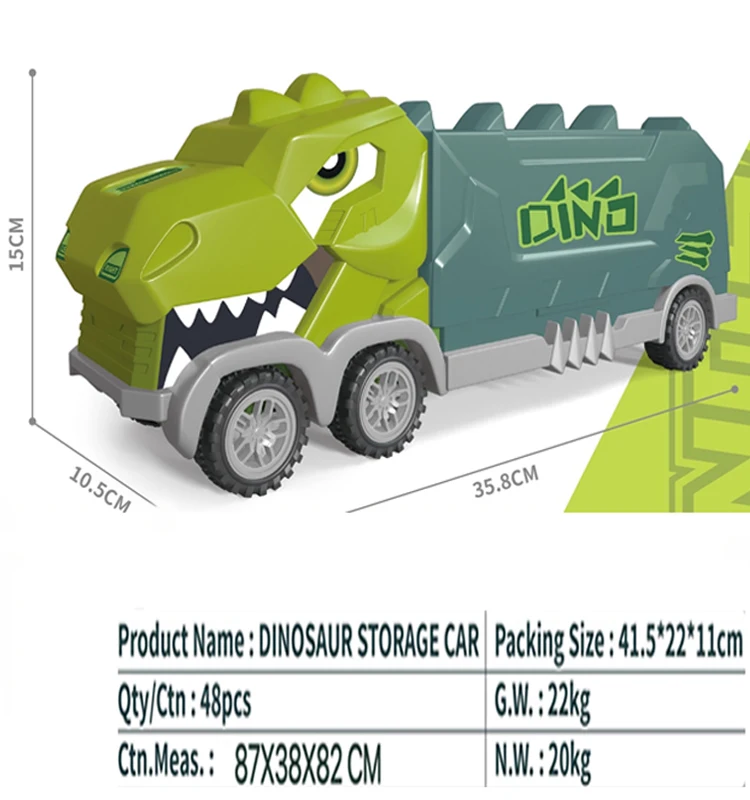 Dinosaur Container Engineering Car Double-sided Storage Plastic Toys ...