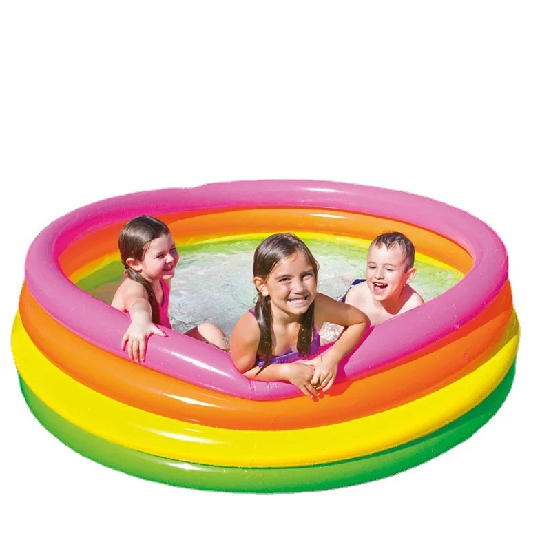 Intex Fluorescent Three Ring Inflatable Pool Children's Family ...