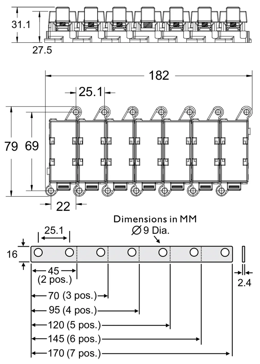 1 Input 6 Output Fuse Block - Stackable & Reliable Distribution
