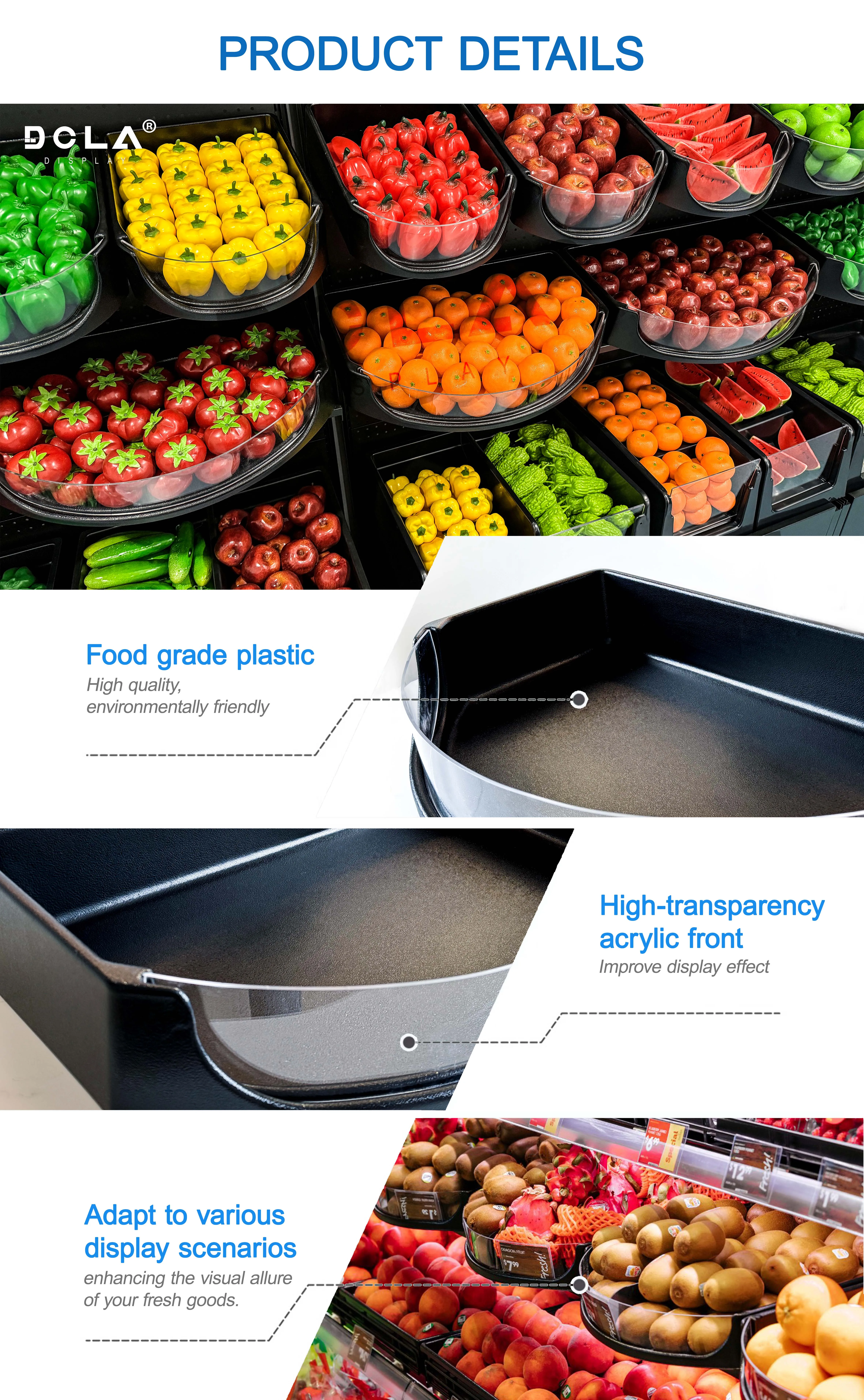 Supermarket Vegetable Trays Fruit Plastic Display Refrigerator Freezer ...