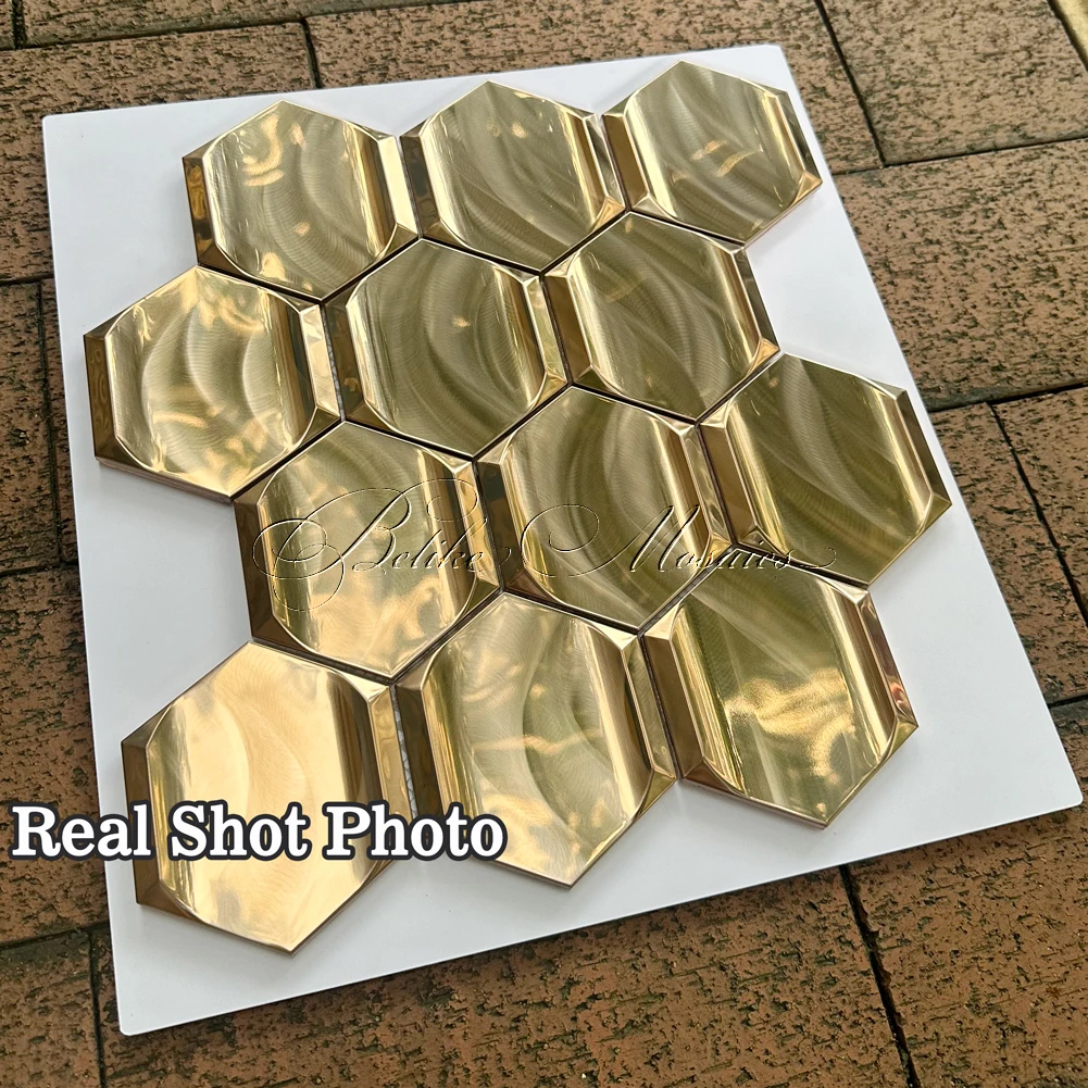 Magnificent Modern Hexagon Mosaic Wall Tile Raised Surface Metal ...