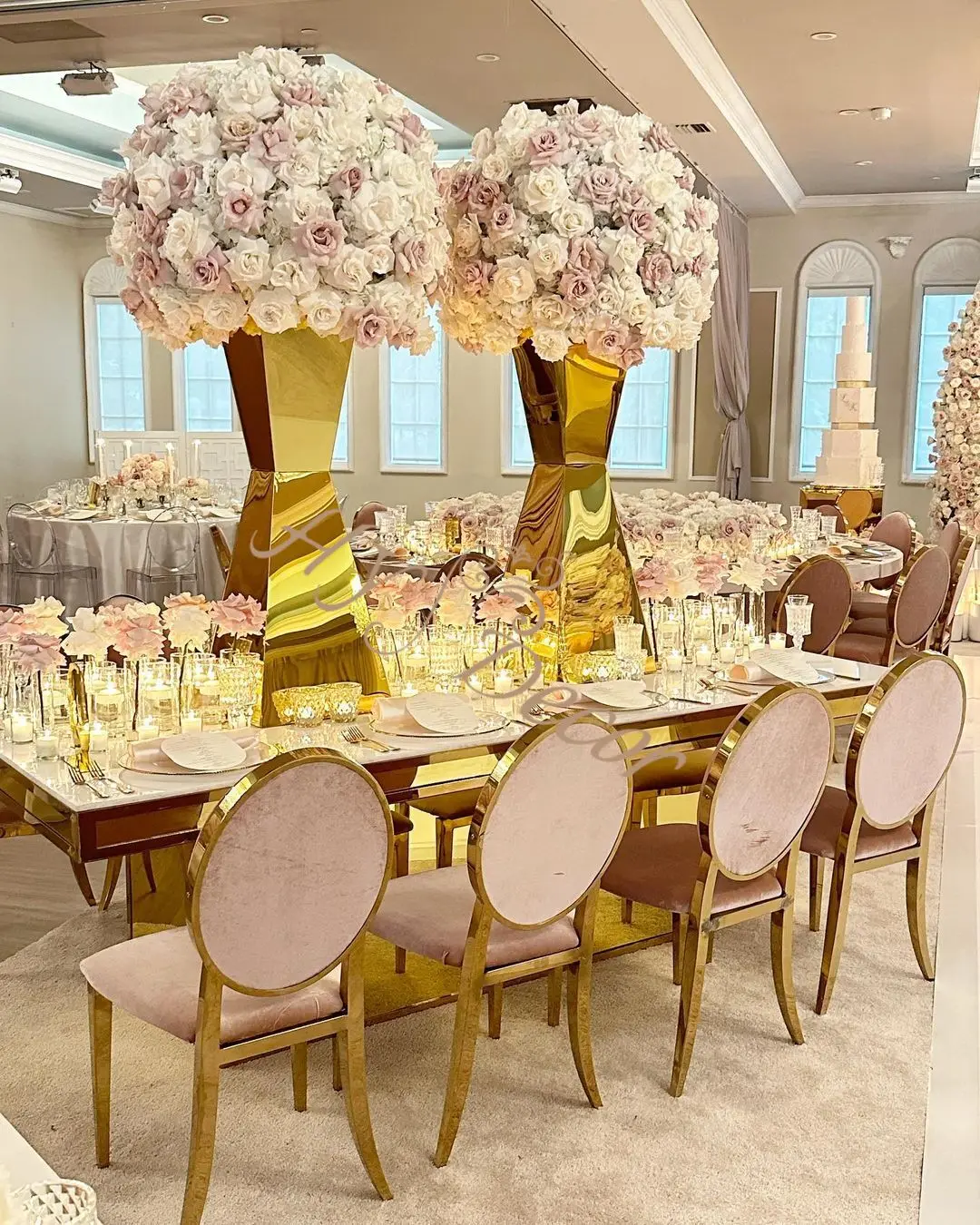 Elevate Your Event with Gold Stainless Steel Pillars