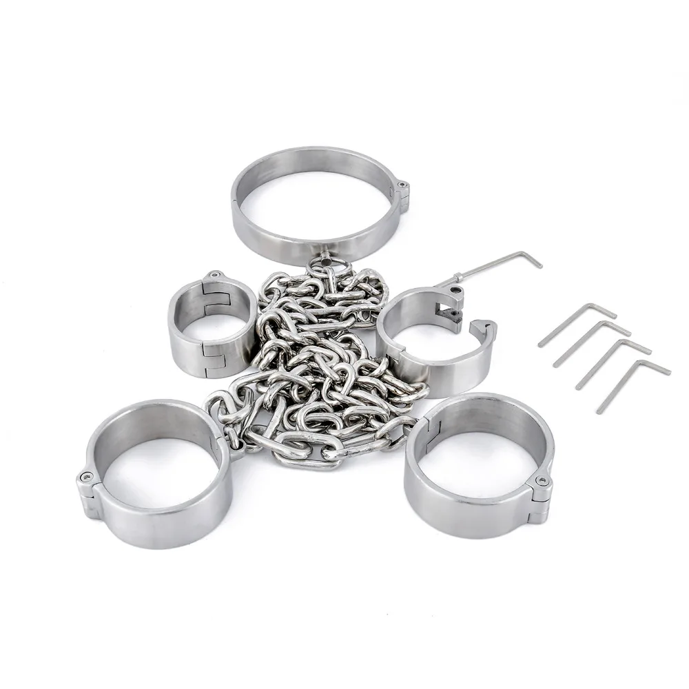 Black emperor brand new stainless steel handcuffs and foot cuffs and ...