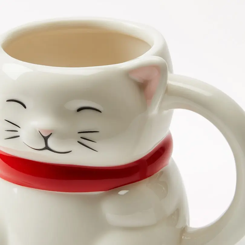 Hand Painted Creative Ceramic Glazed Cartoon Dolomite Cat Christmas 3D ...