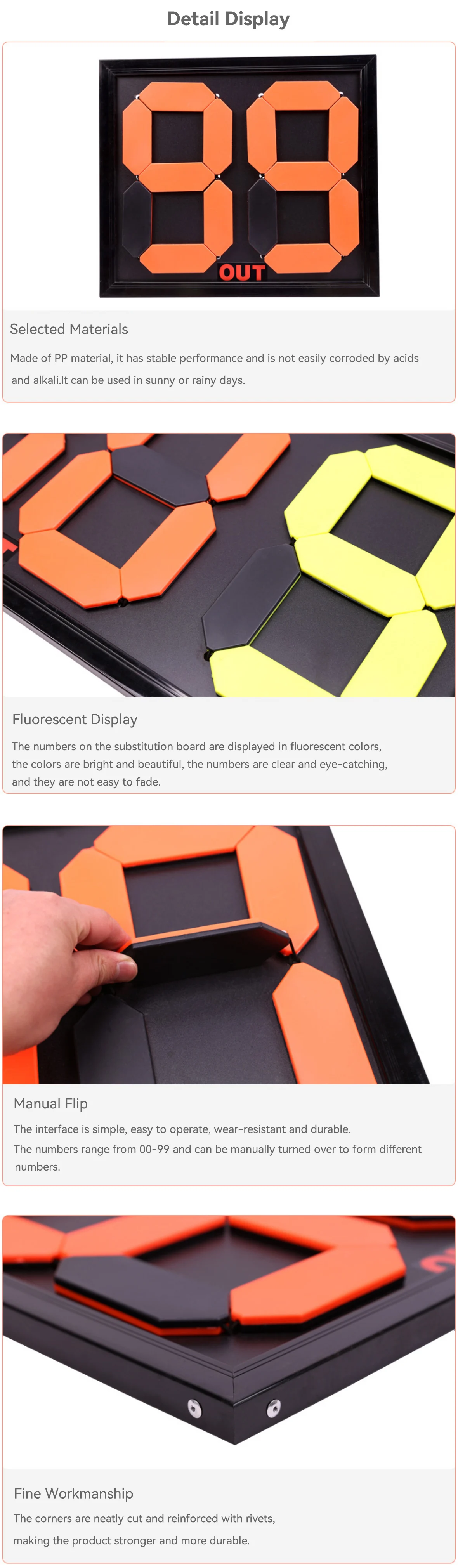 Football Soccer Substitution Board - Double-Sided Display & 4 Digital ...