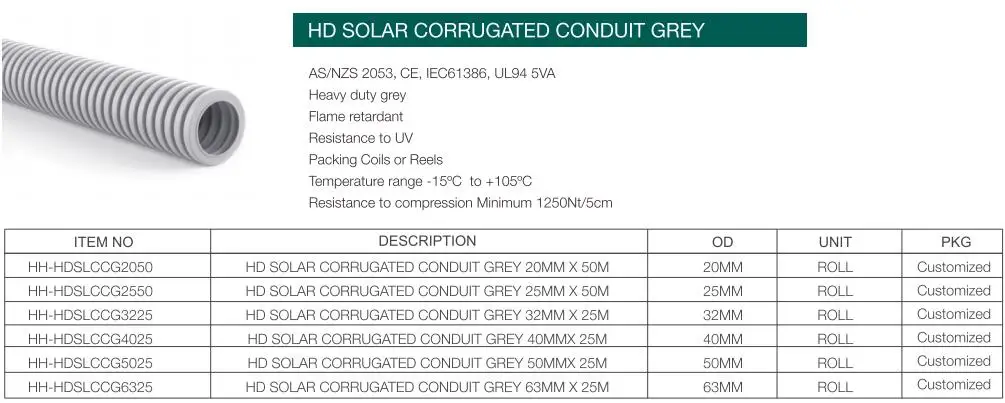 Heavy Duty Solar Corrugated Conduit Pvc Pipes Flexible Conduit Pipe ...