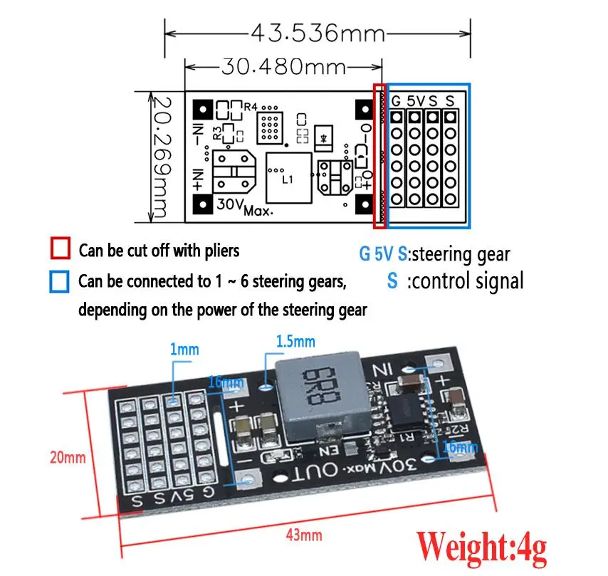Taidacent Steering Gear Power Buck Converter MP2482 DC-DC 7V-28V to 5V ...