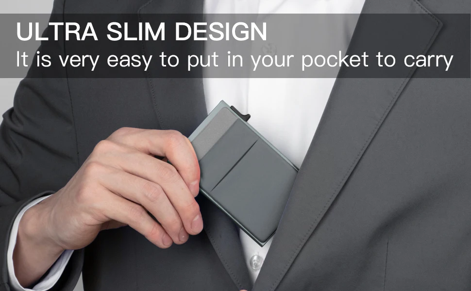 Auto Pop Up Credit Card Holder With Money Pocket Minimalist Business ...