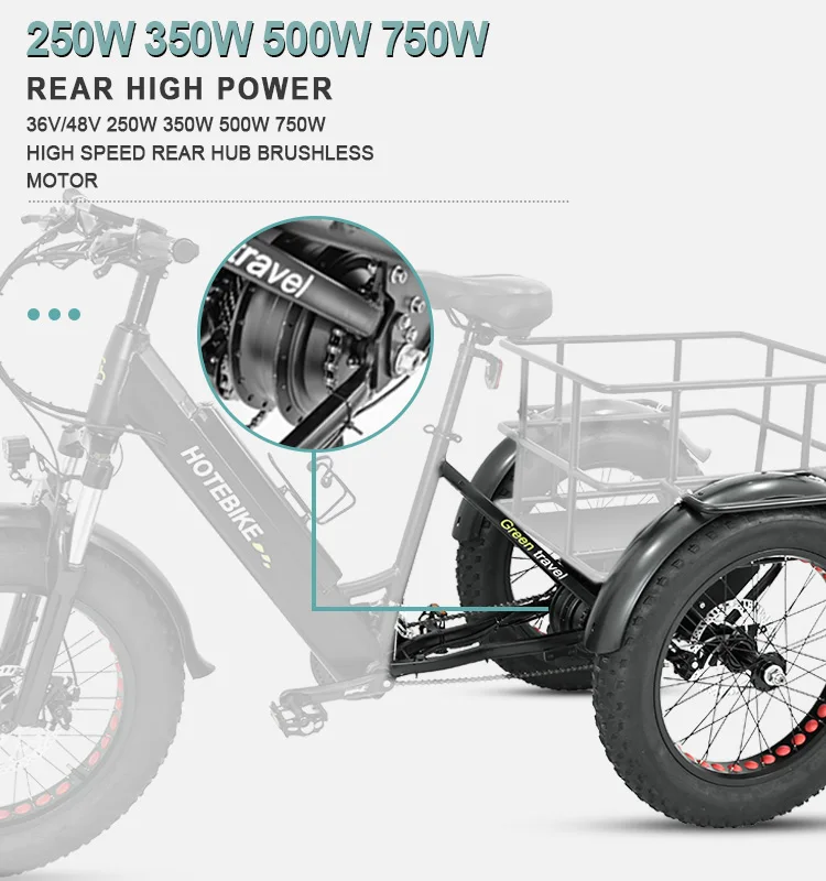 20 Wheel Size Electric Cargo Bike 48v 500w 750w Motor Electric Tricycle Aluminum Alloy Frame ...