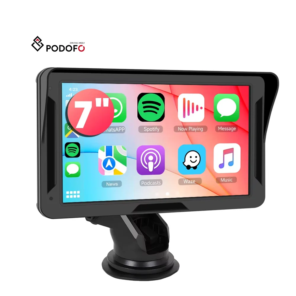 Podofo Portable Wireless Carplay/android Auto 7 Inch Hd Screen Car ...