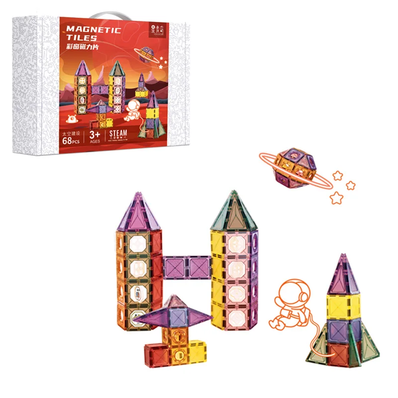 Diy Creative Construction Game Montessori Children Clear Magnet Puzzle ...