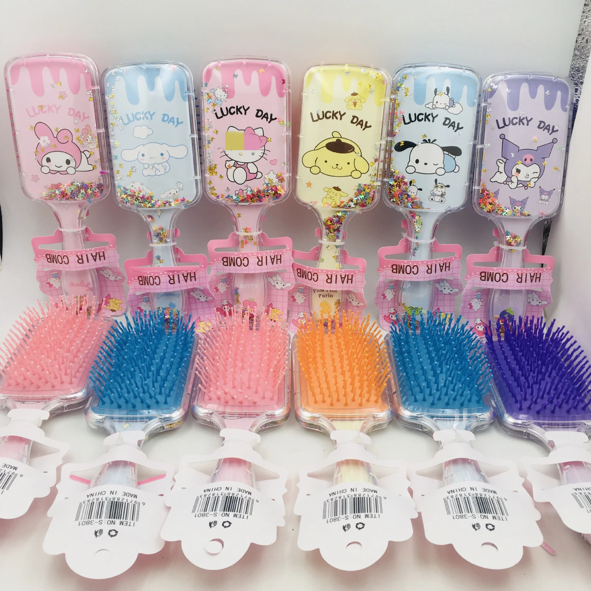 Dhf356 Hot Sanrioed Square Round Shape Hair Comb Anime Kuromi Pochacco ...