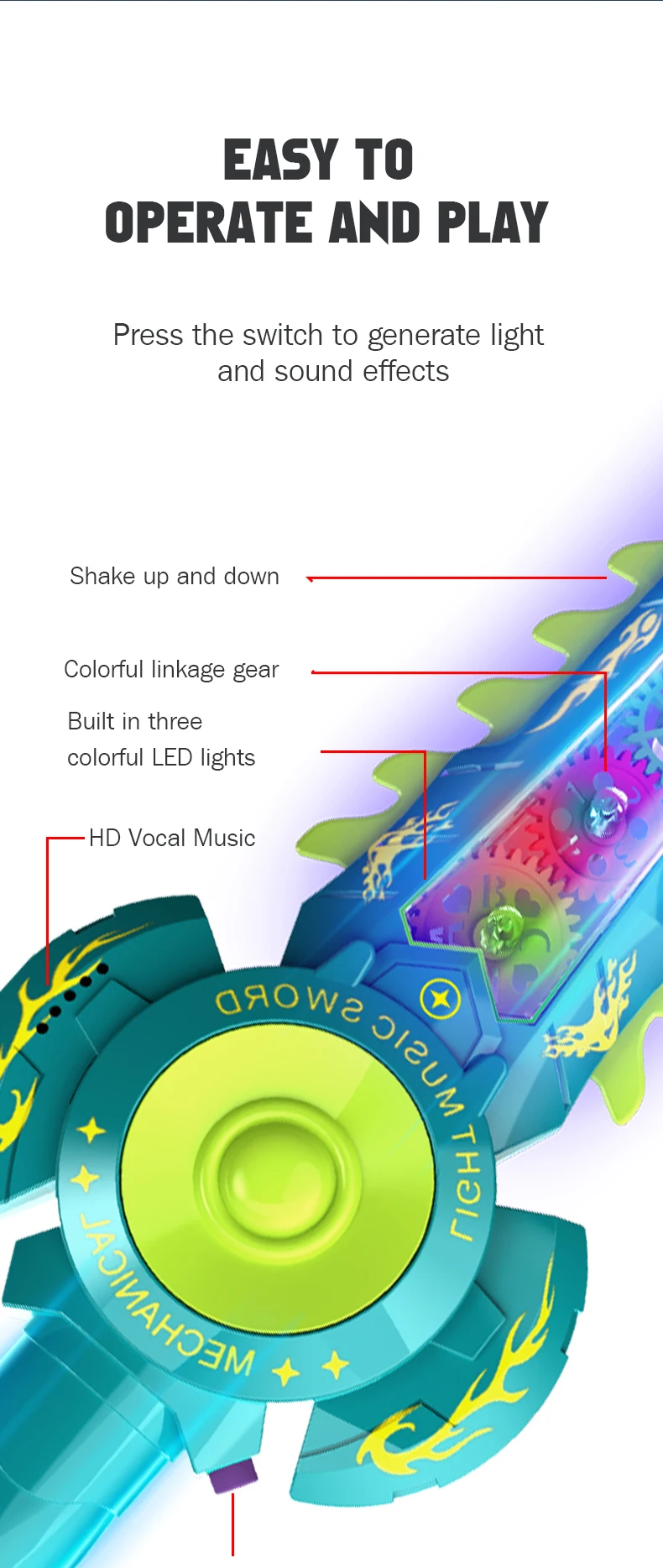 Hot Sale Boy Flash Sword Cool With Light And Sound Sword Kids Electric ...