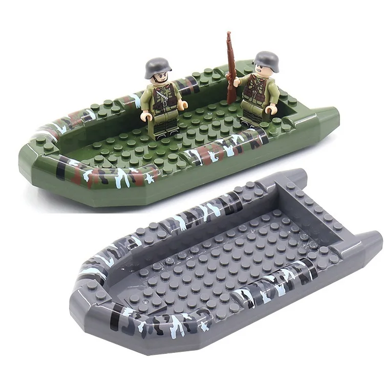 Army Toy Set Rubber Dinghy Ship And Mini Bricks Floats On Water ...