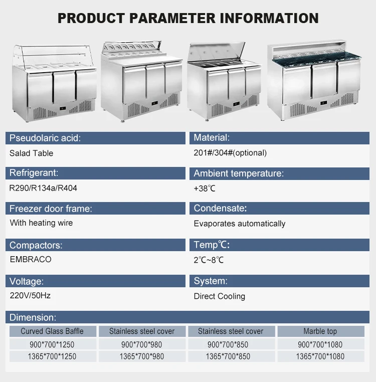 Supermarket Fridge Pizza Prep Table Chiller Commercial Stainless Steel ...