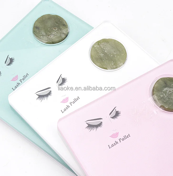 3 Colors Grafting Eyelash Display Pallet Printed Acrylic Jade Eyelash ...