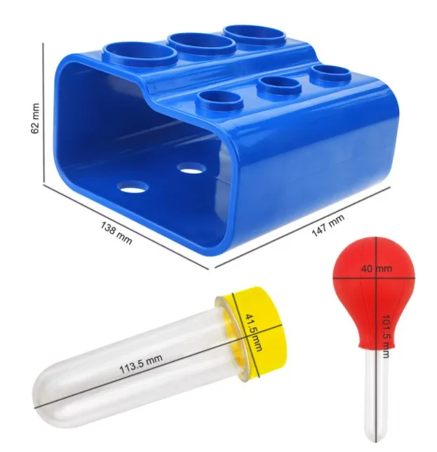 Multicolor Test Tube Dropper Combo Kit With Fixed Bracket Laboratory ...