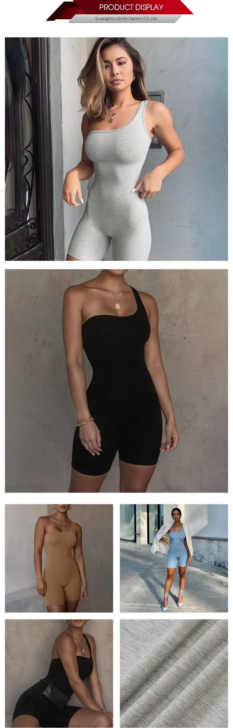 One Shoulder Seamless Yoga Wear Jumpsuit Casual Bodycon One Piece Yoga ...