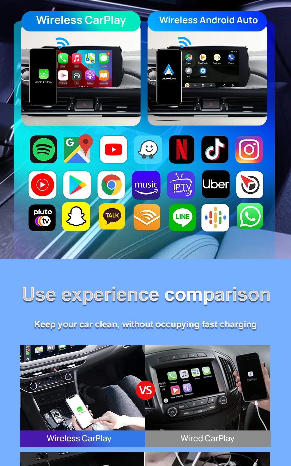Carlink Tbox Ambient - Universal Carplay & Android Auto